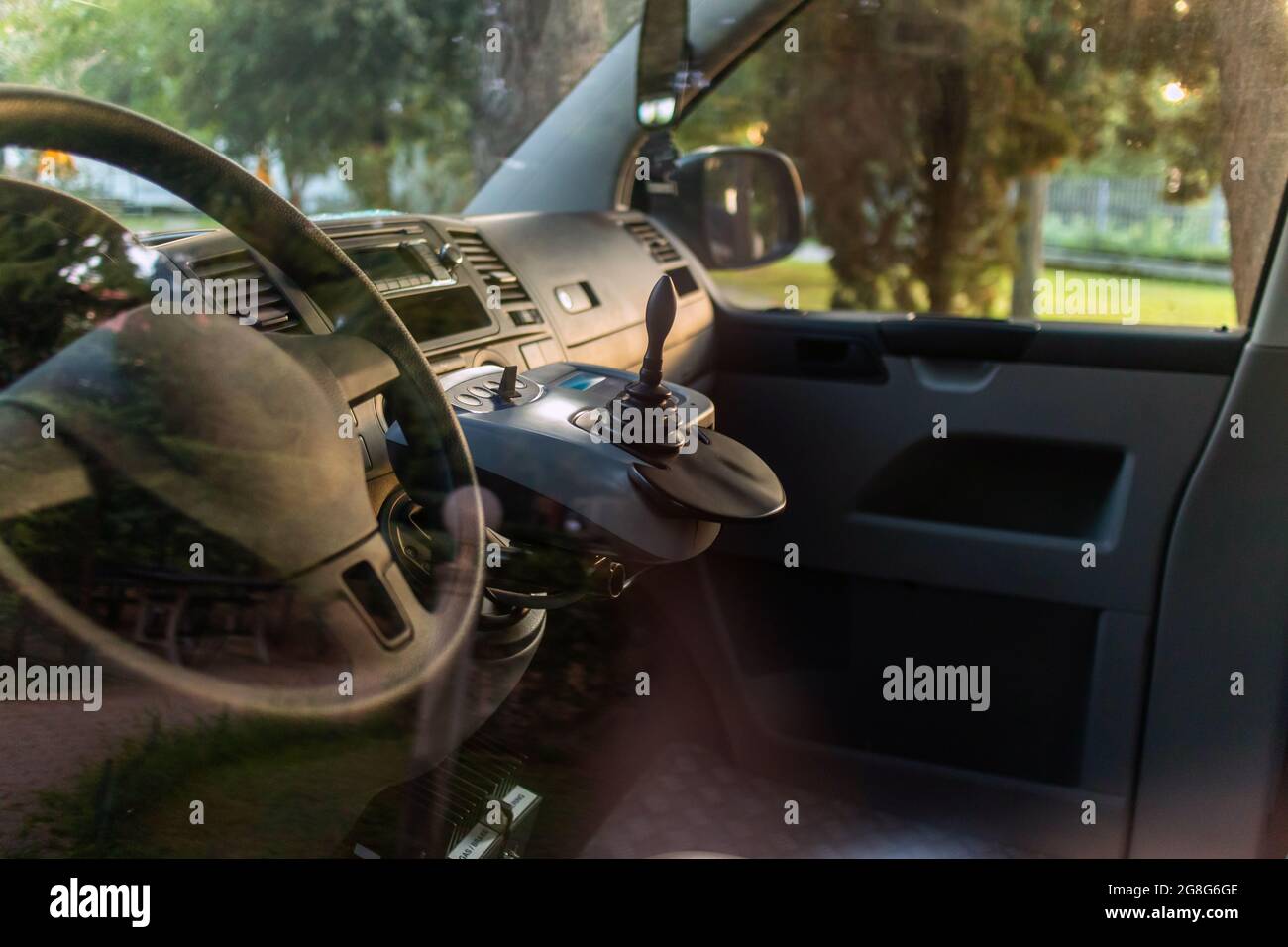 Transport for disabled persons on wheelchair. Accessible car with lift ...