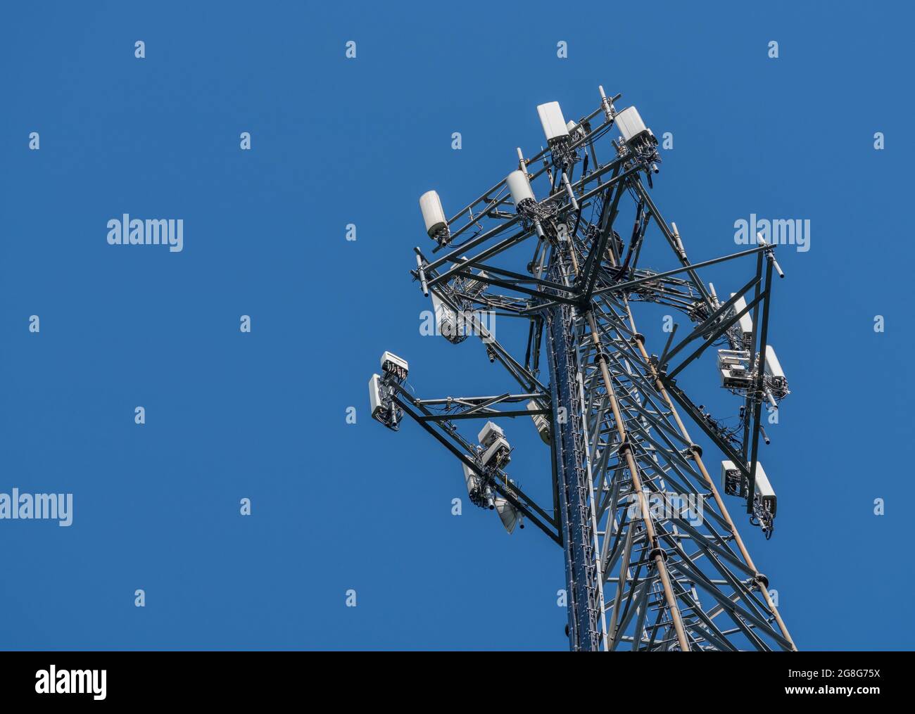 Aerial view of mobile phone cell tower to illustrate lack of broadband ...