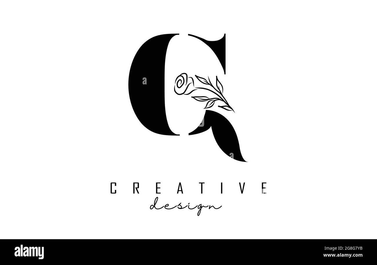 G letter logo design with black rose vector illustration. Creative and ...
