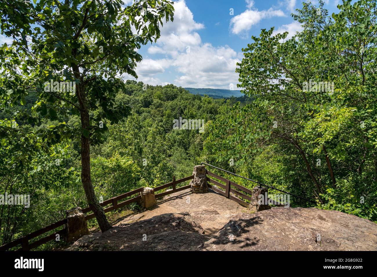 Stone overlook with fencing on the Overlook trail in the Fairfield ...