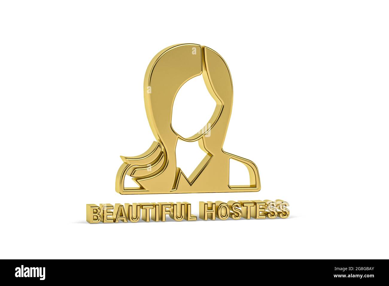 Golden 3d hostess icon isolated on white background - 3d render Stock ...