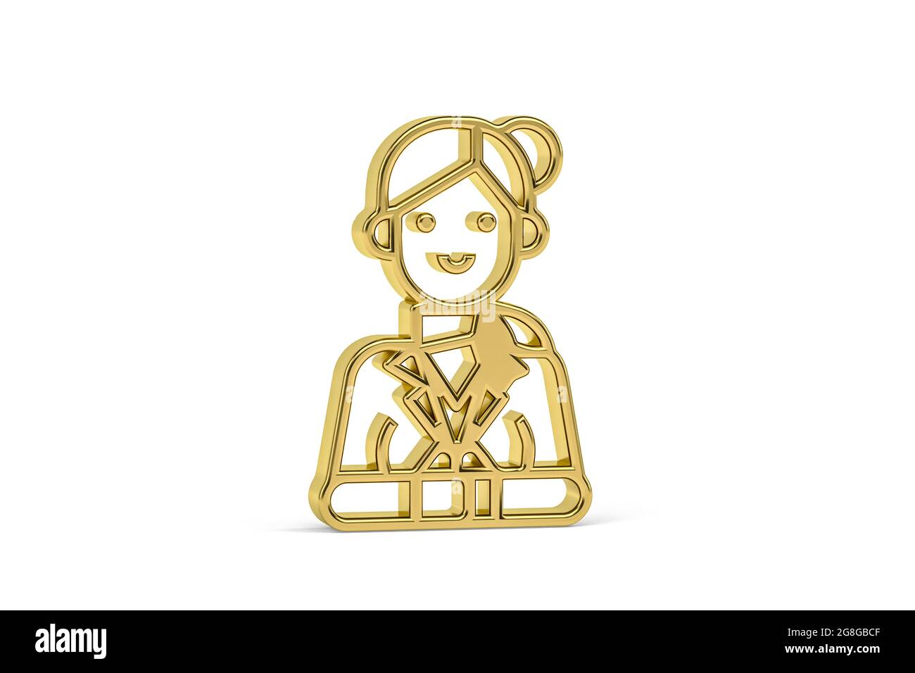 Golden 3d hostess icon isolated on white background - 3d render Stock ...