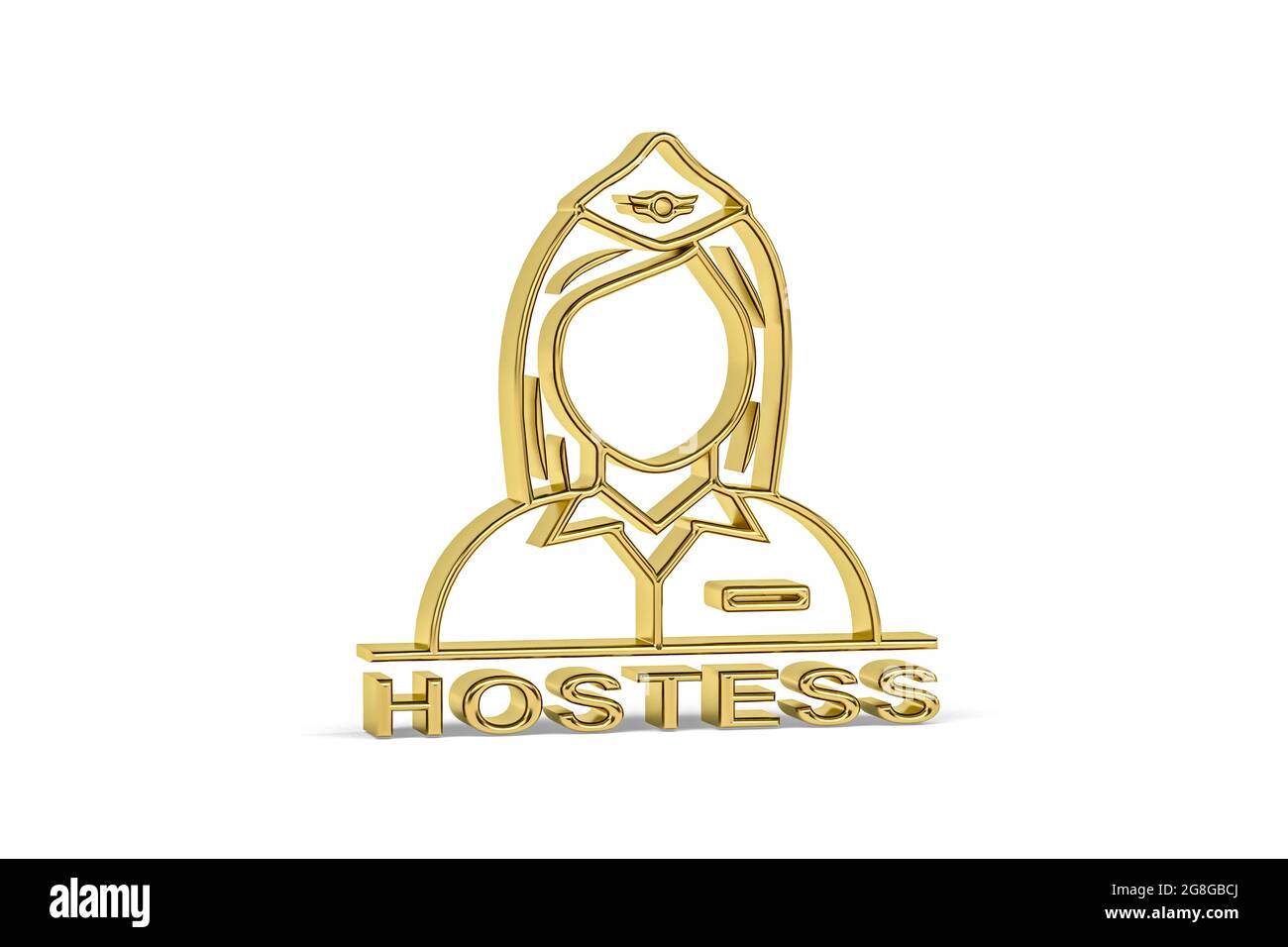 Golden 3d hostess icon isolated on white background - 3d render Stock ...