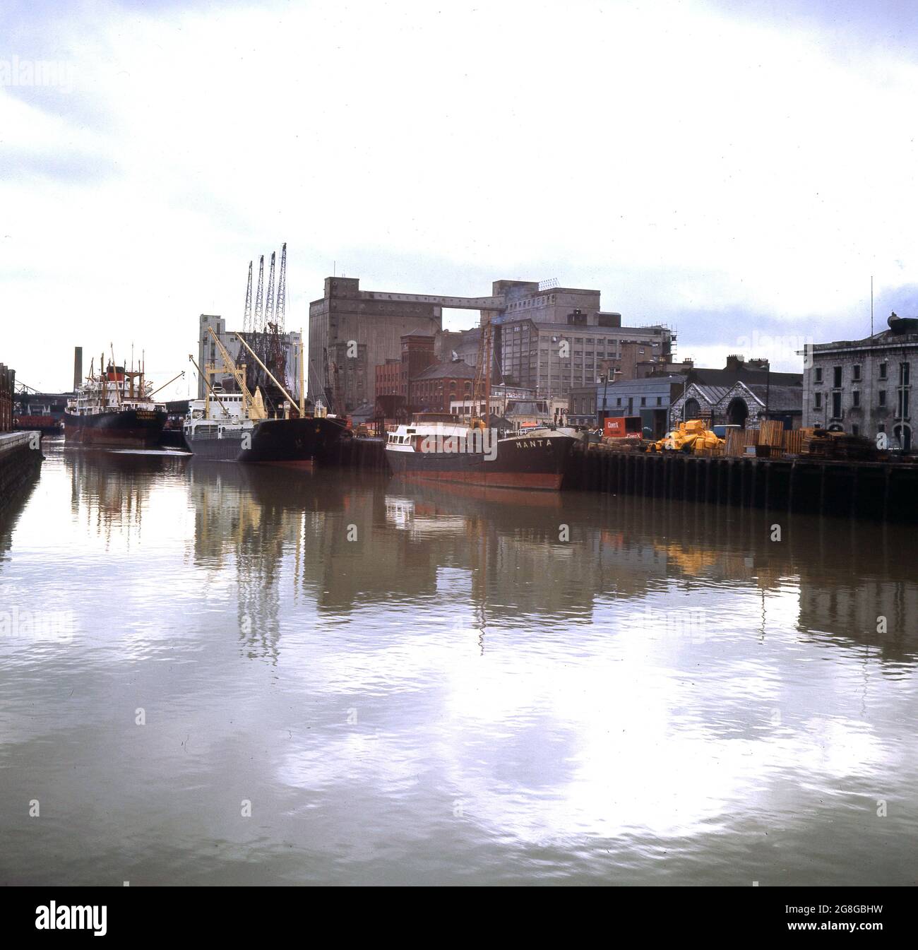 1960s, historical view from this era of Cork docks, Ireland, showing ...