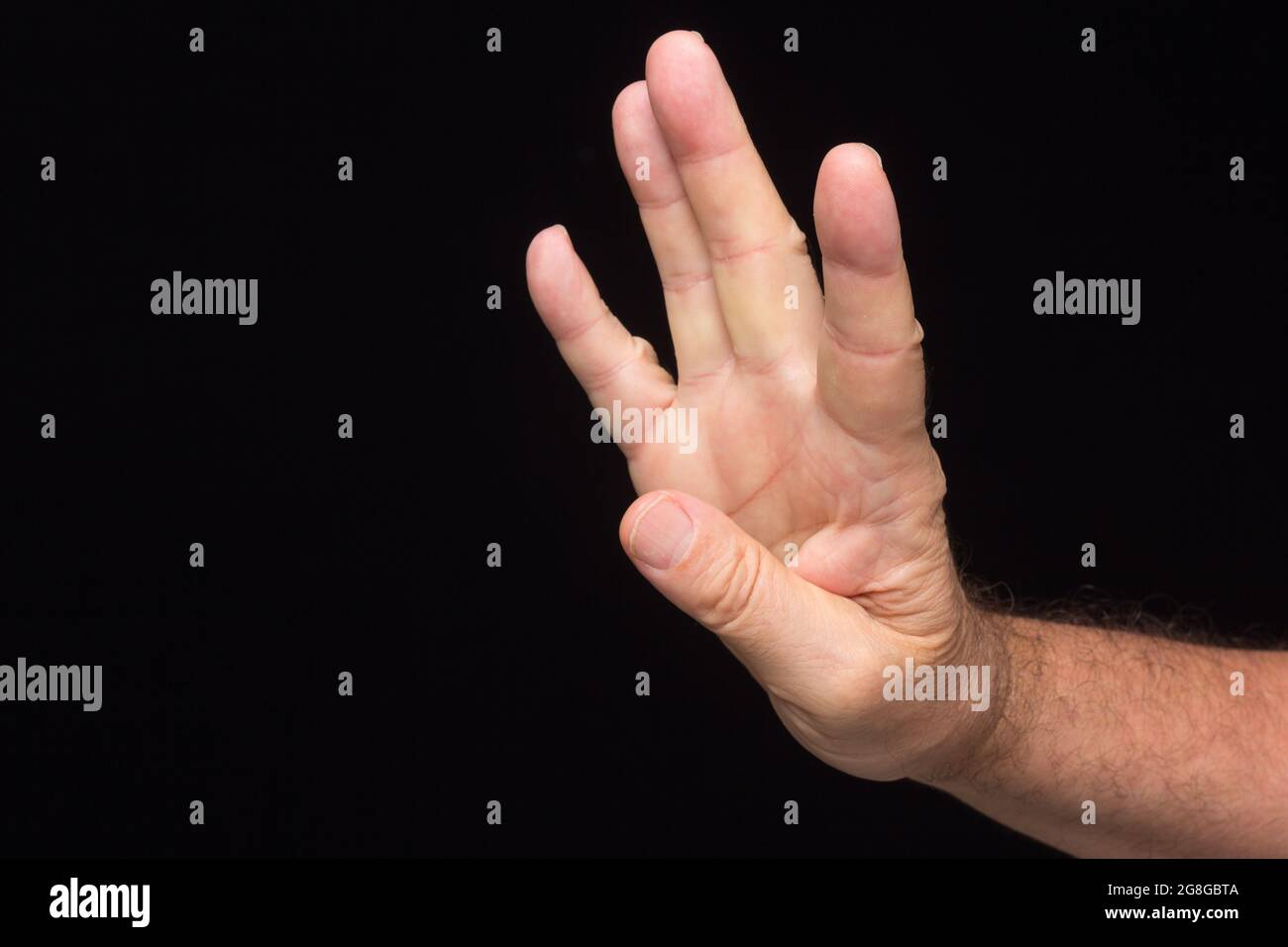 Signs and signals made with the fingers of the hand of an adult male ...
