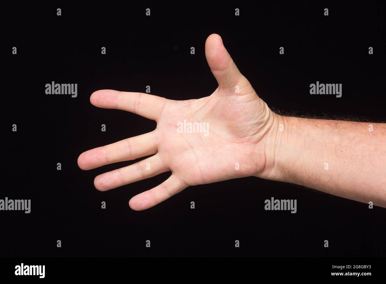 Signs and signals made with the fingers of the hand of an adult male ...