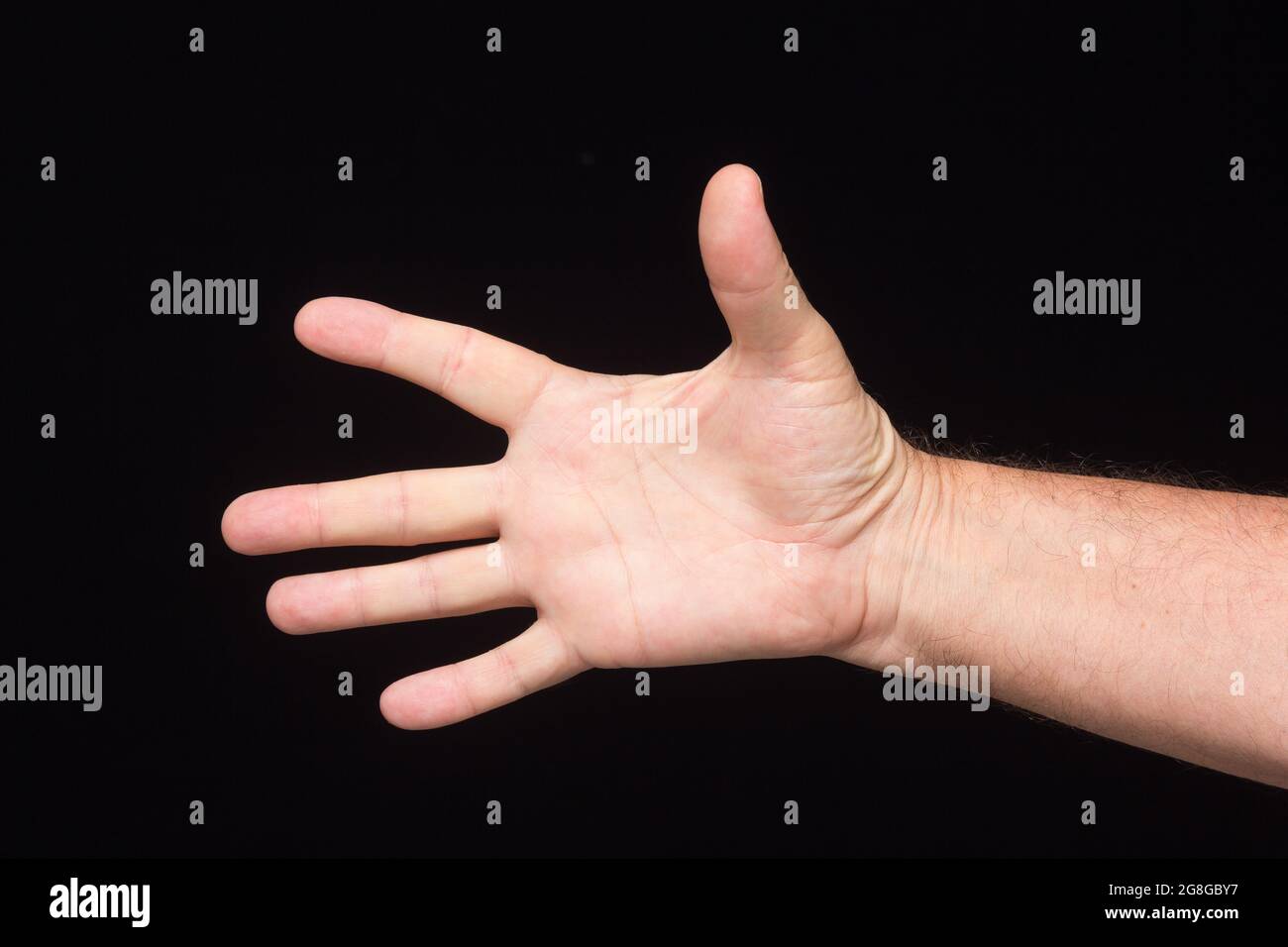 Signs and signals made with the fingers of the hand of an adult male ...