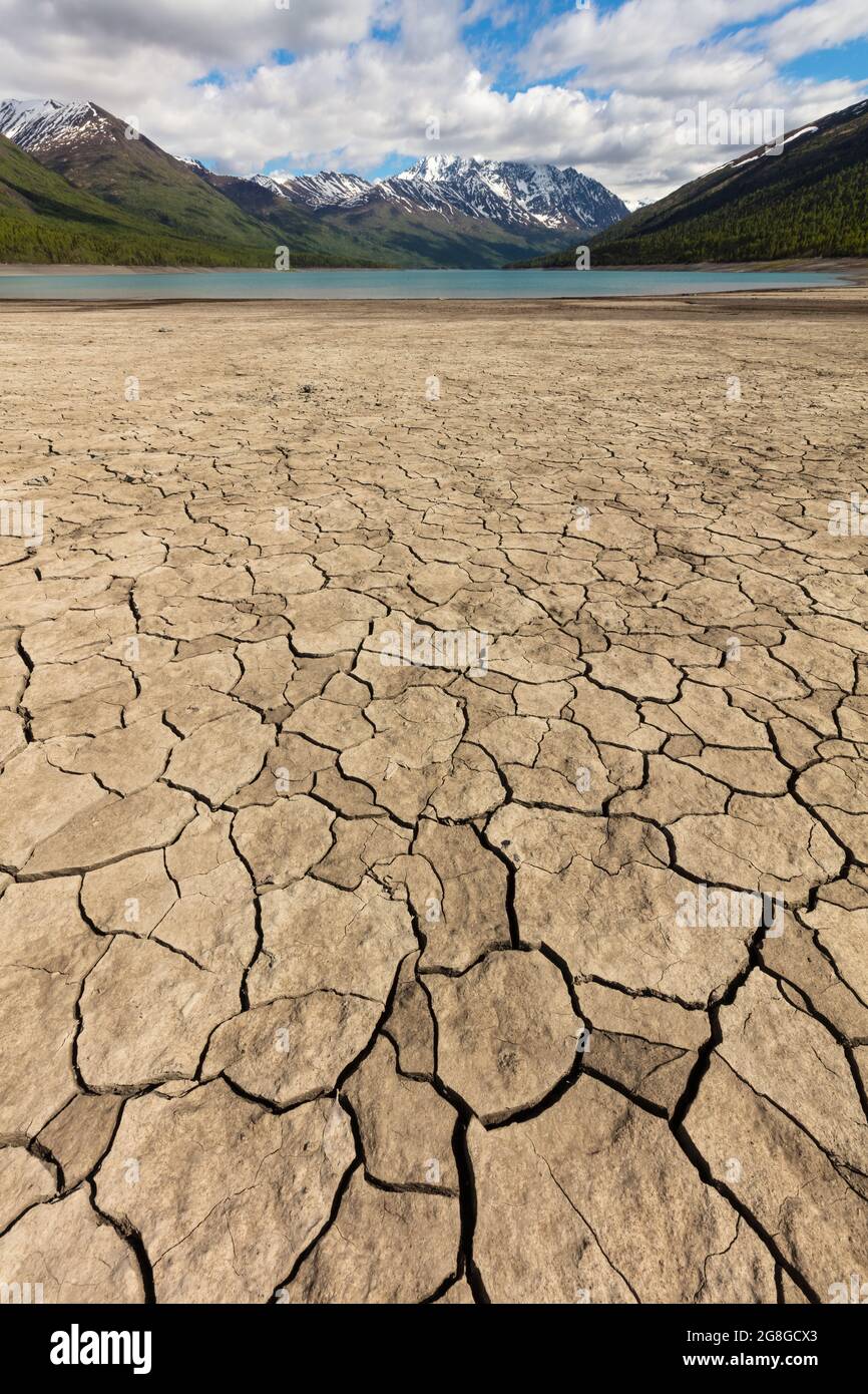 Dried mud patterns at Eklutna Lake in Southcentral Alaska Stock Photo ...