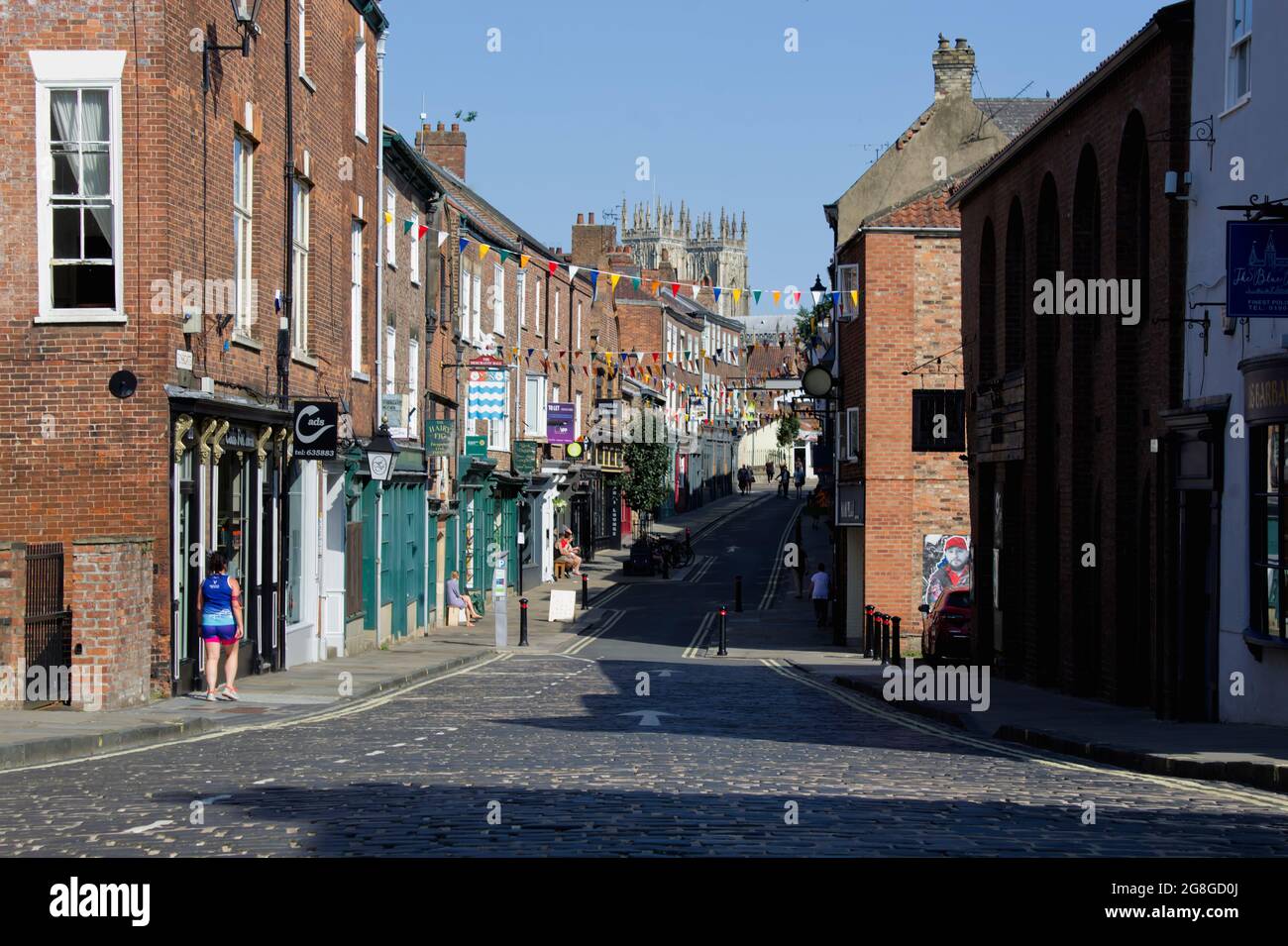 View Along Fossgate from the Foss Bridge, the York Minster can be seen ...