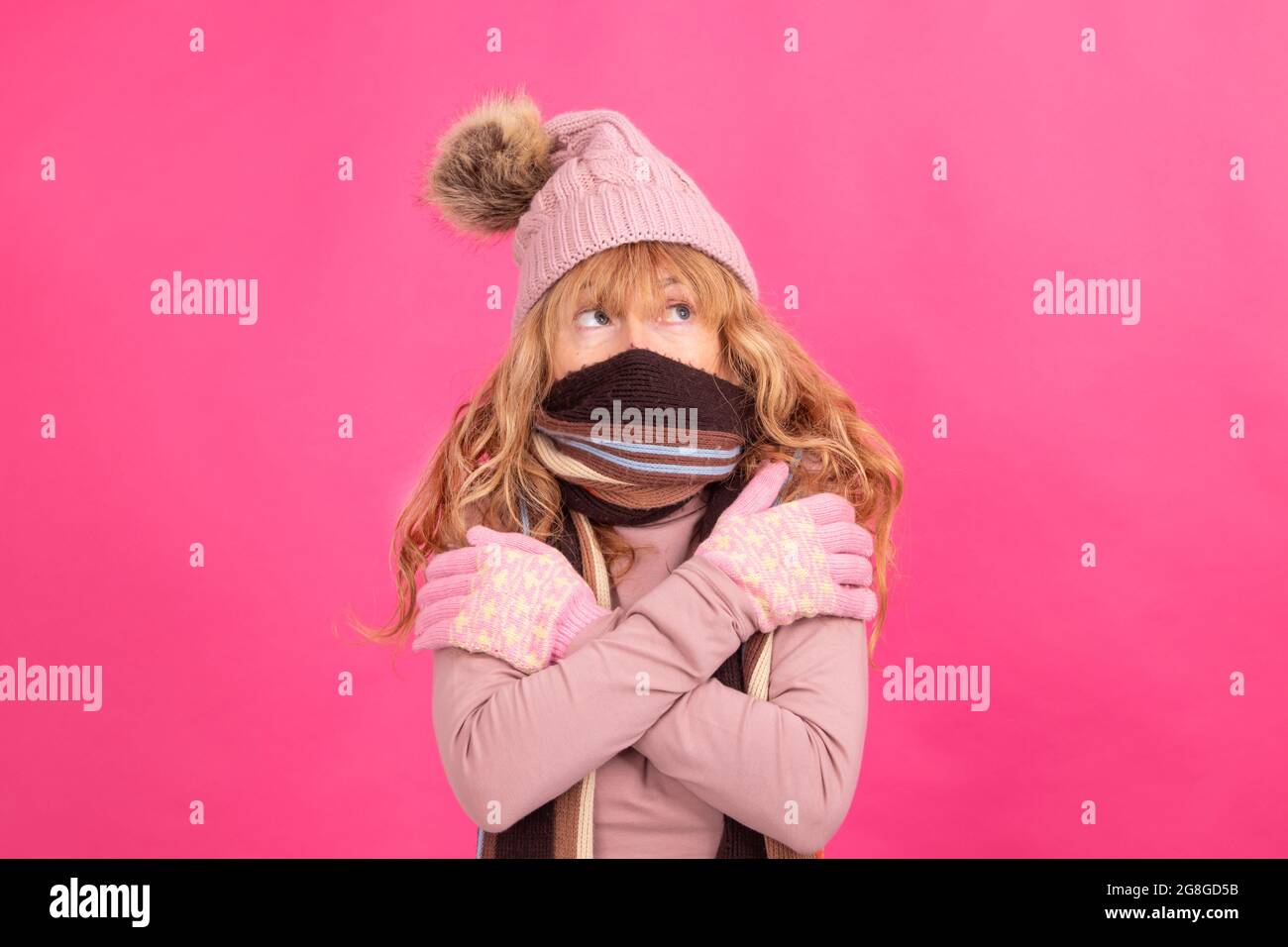 isolated warm woman with cold expression Stock Photo - Alamy