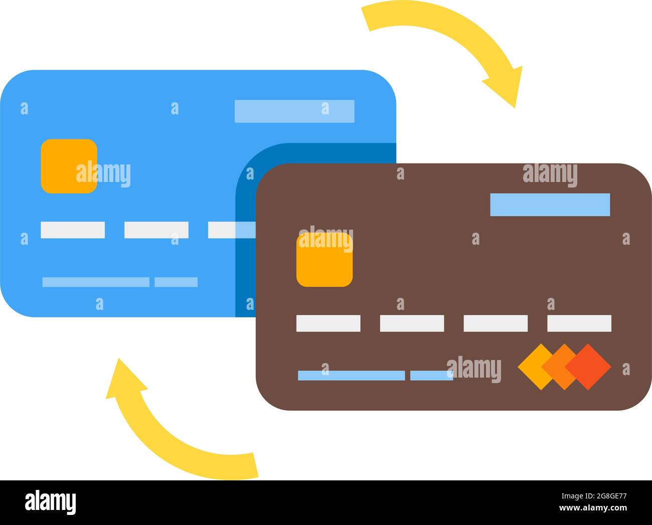 Two bank card and debit card icon vector money transfer Stock Vector ...