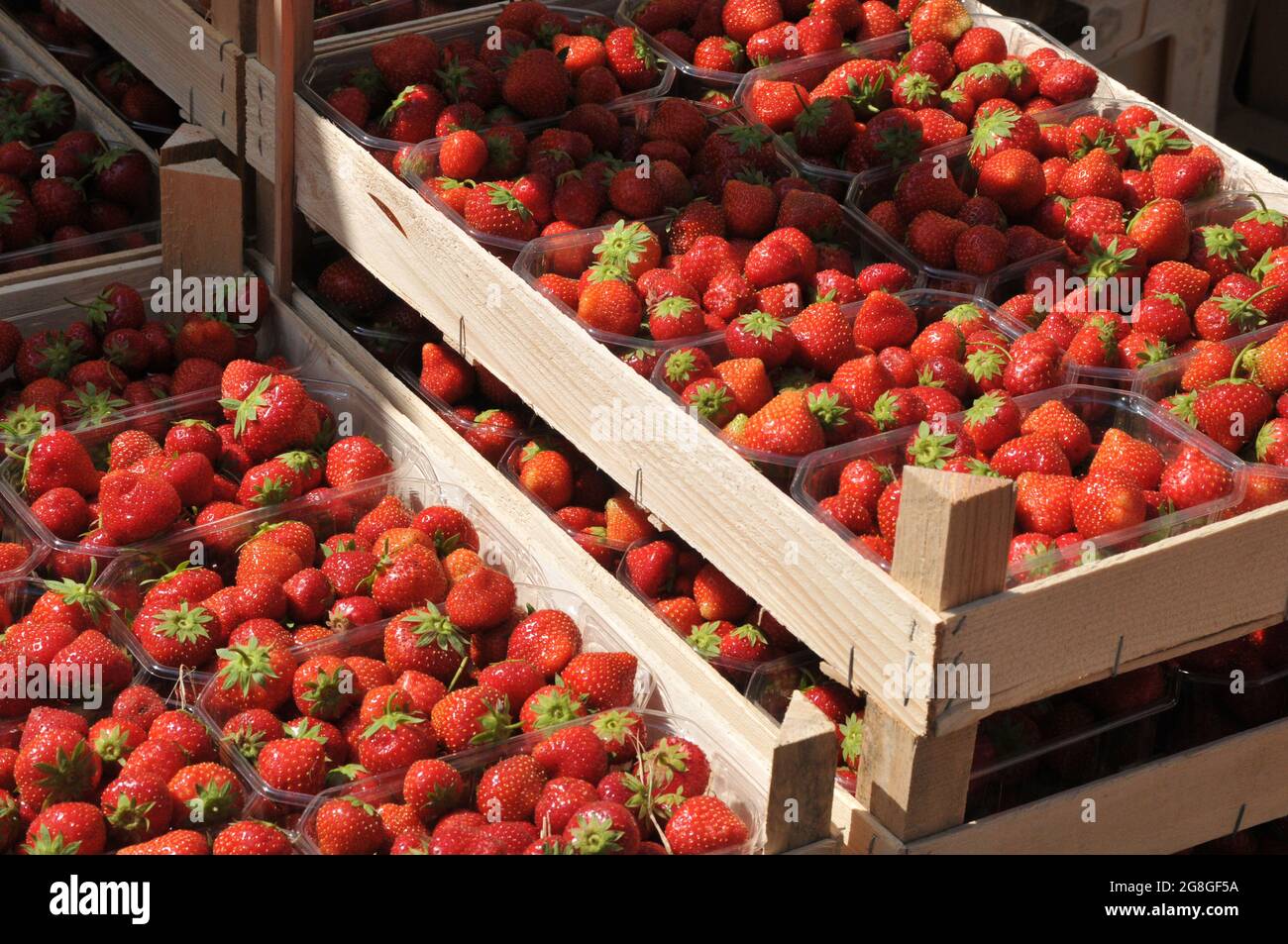 Copenhagen, Denmark.20 July 2021,Strawberry fruit on sale at flowers ...