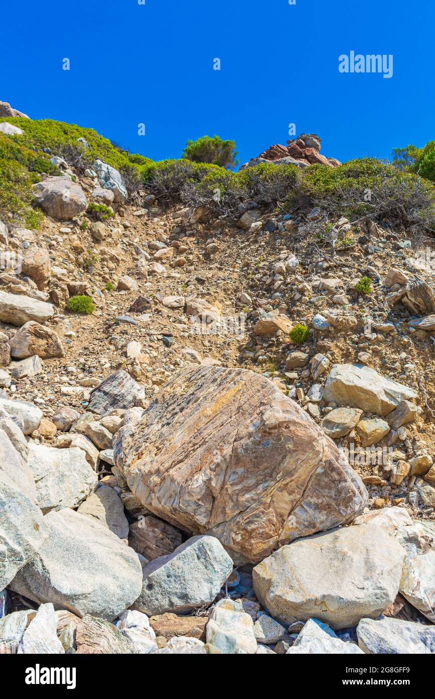 Big rock in natural coastal landscapes on Kos Island in Greece with ...
