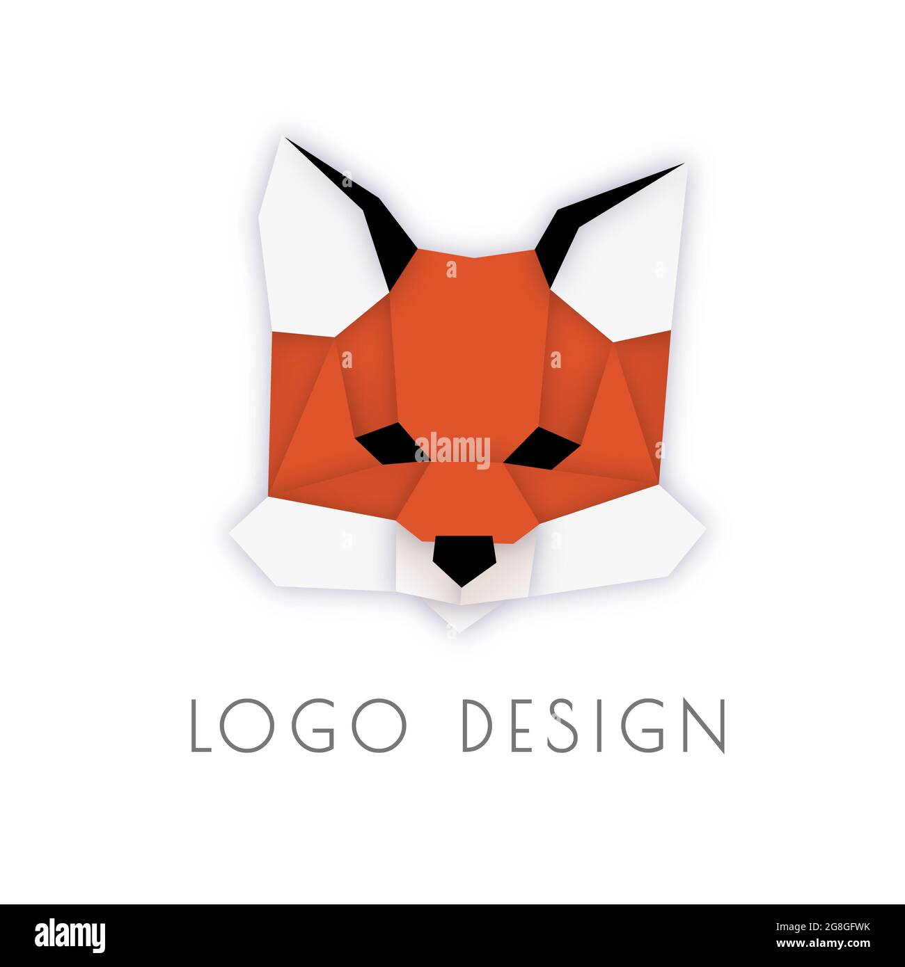 Origami foxy logotype. Geometrical polygonal fox head. Original simple ...