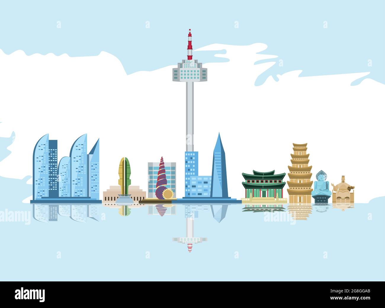 korean skyscrapers famous landmarks Stock Vector Image & Art - Alamy
