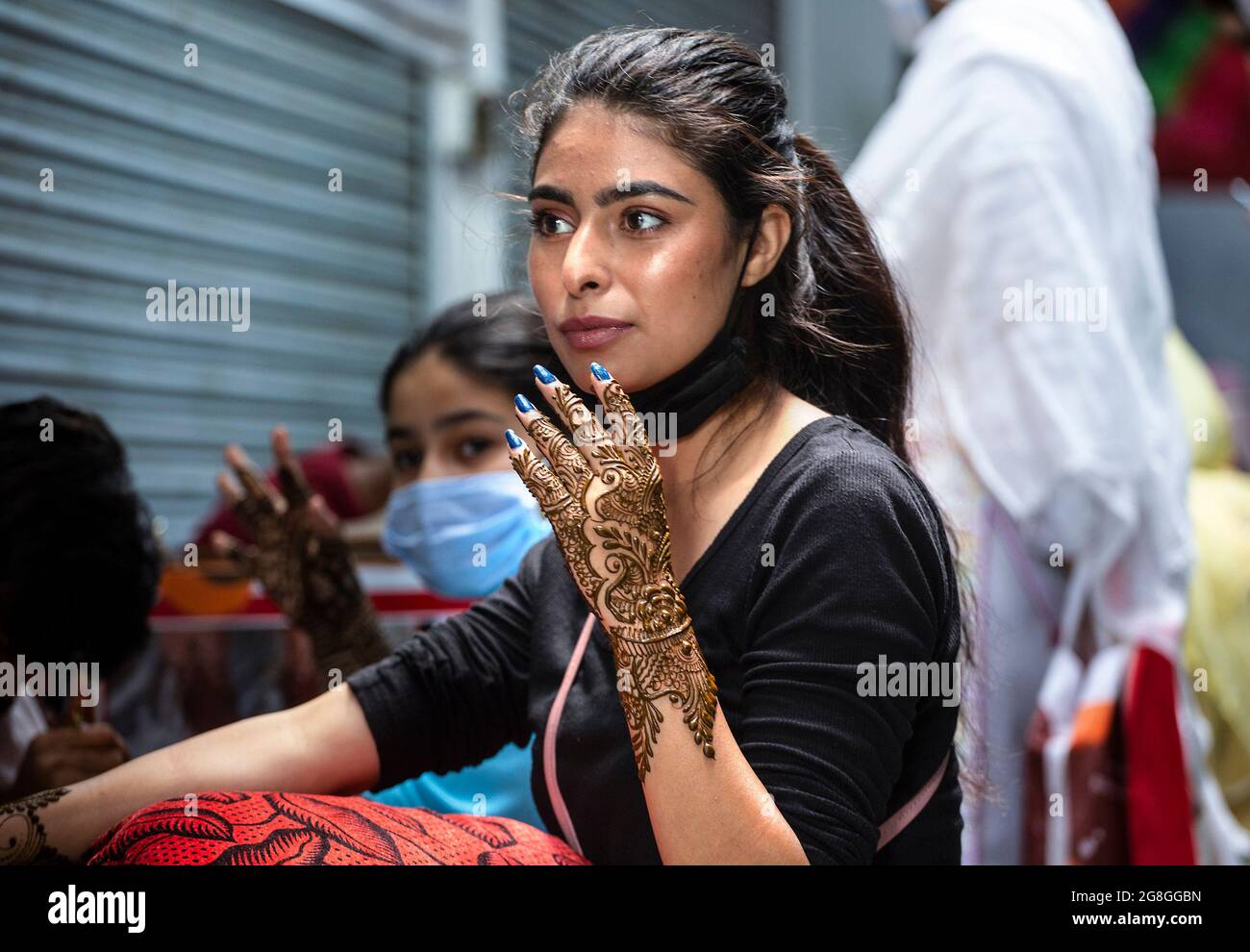 Srinagar, Indian-controlled Kashmir. 20th July, 2021. Women get their ...