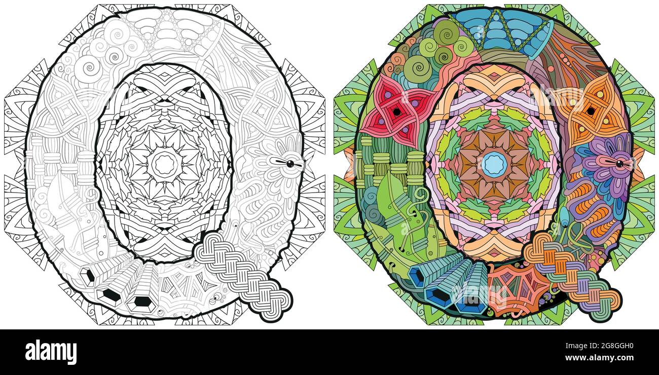 Hand-painted art design. Hand drawn illustration mandala with letter Q ...
