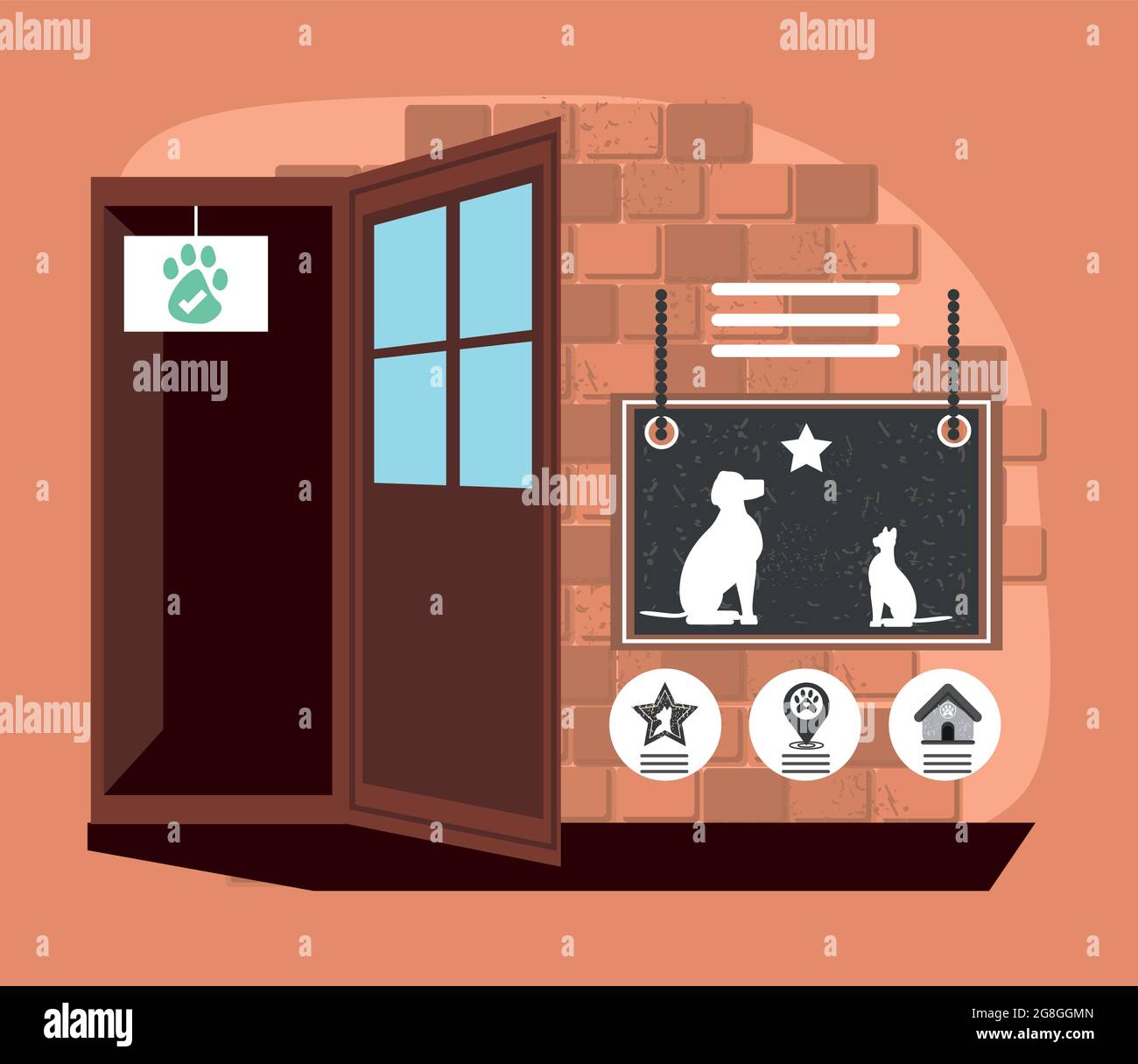 pets shop door Stock Vector Image & Art - Alamy