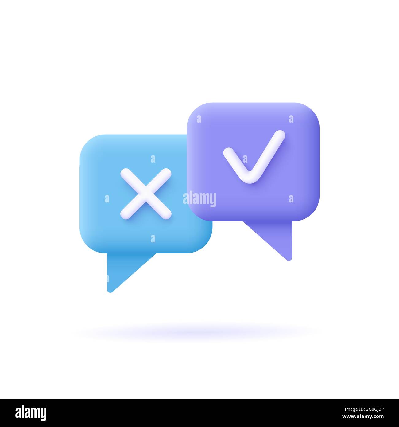 Survey reaction icon. Check and cross symbols. Speech bubble with decline,remove sign and ...