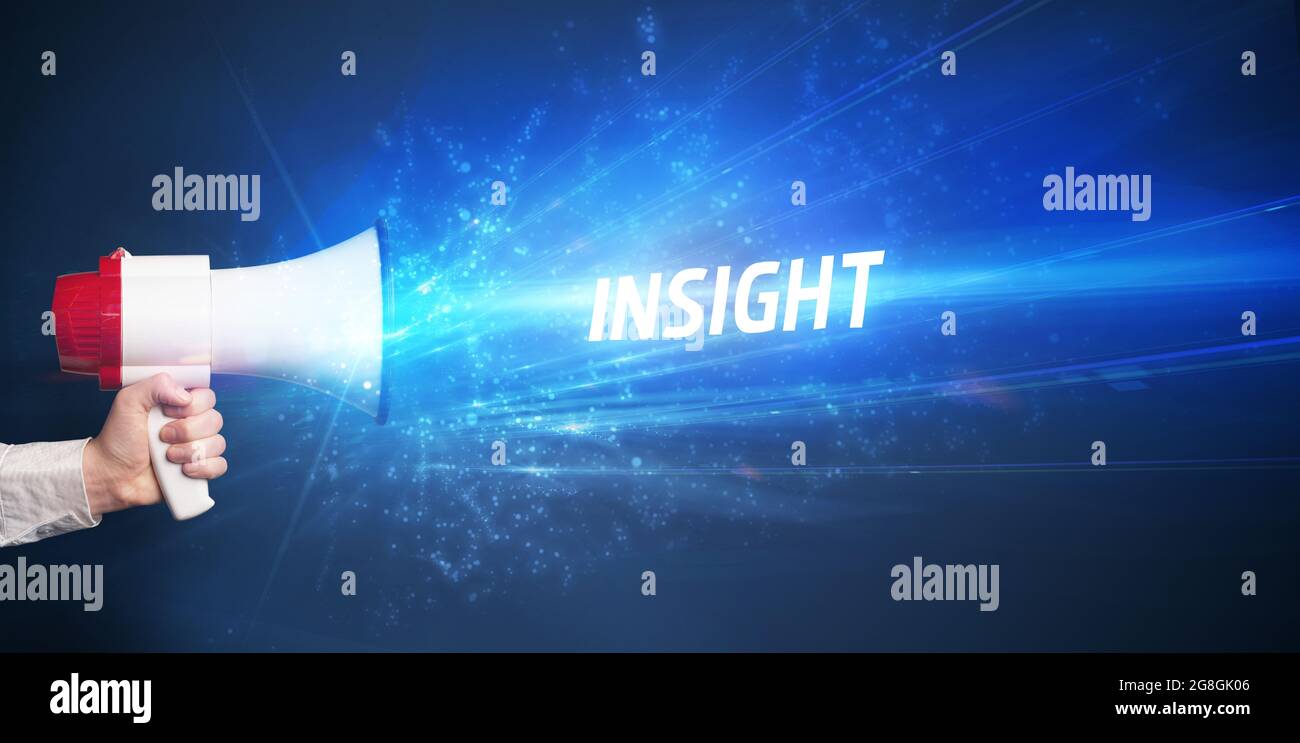 Young person shouting in loudspeaker Stock Photo - Alamy