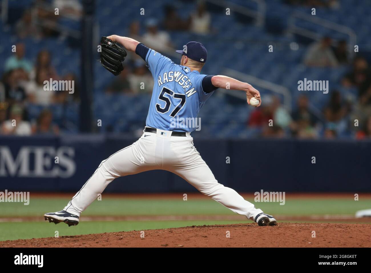 St. Petersburg, FL. USA; Tampa Bay Rays relief pitcher Drew Rasmussen ...