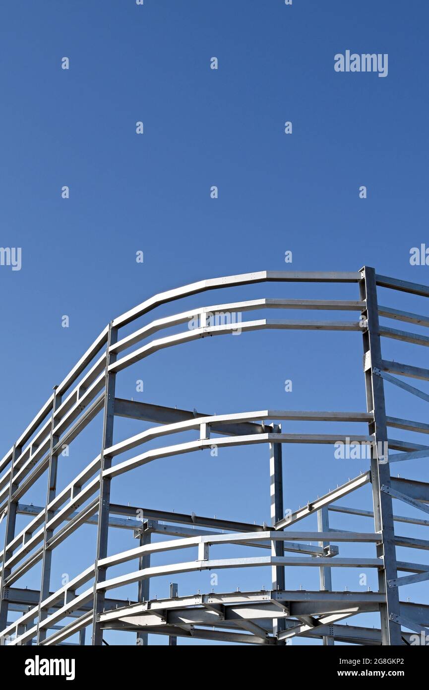 Steel construction frame of a new multi storey commercial building ...