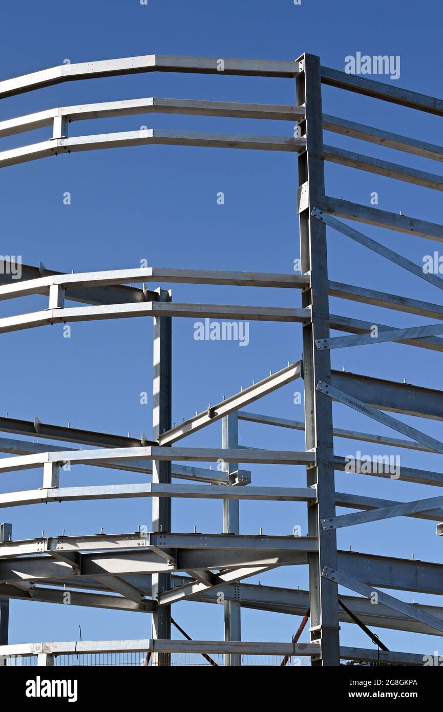 Steel construction frame of a new multi storey commercial building ...