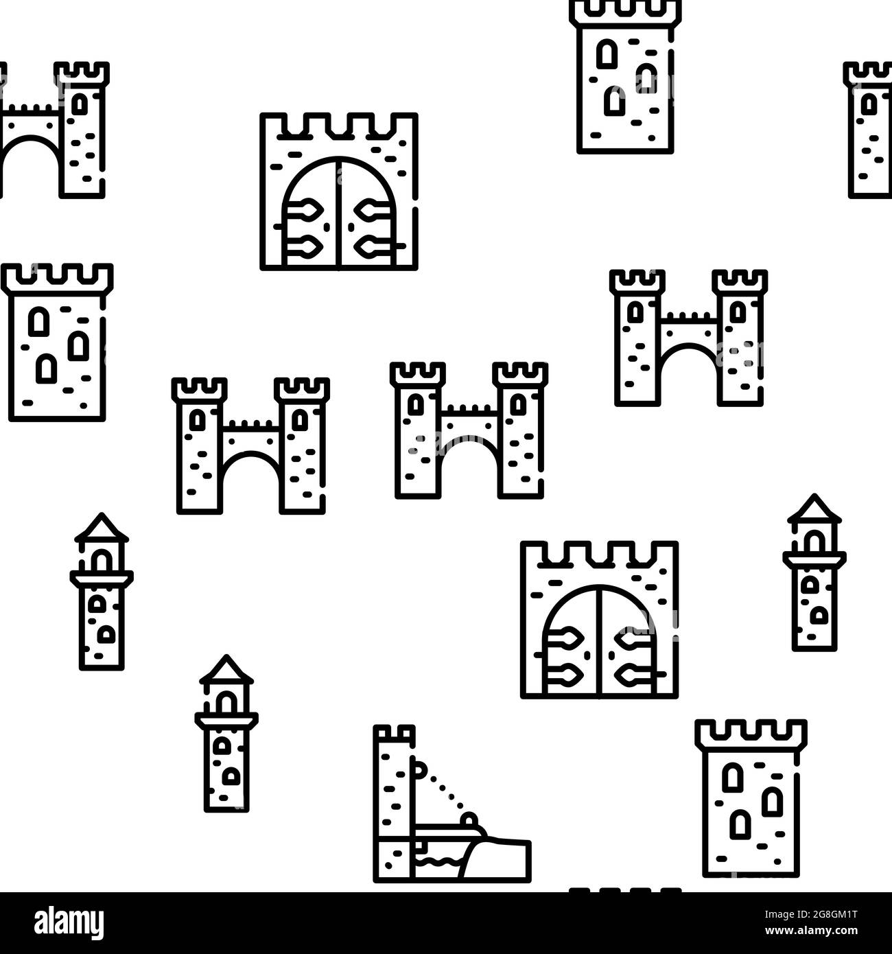 Castle Construction Vector Seamless Pattern Stock Vector Image & Art ...