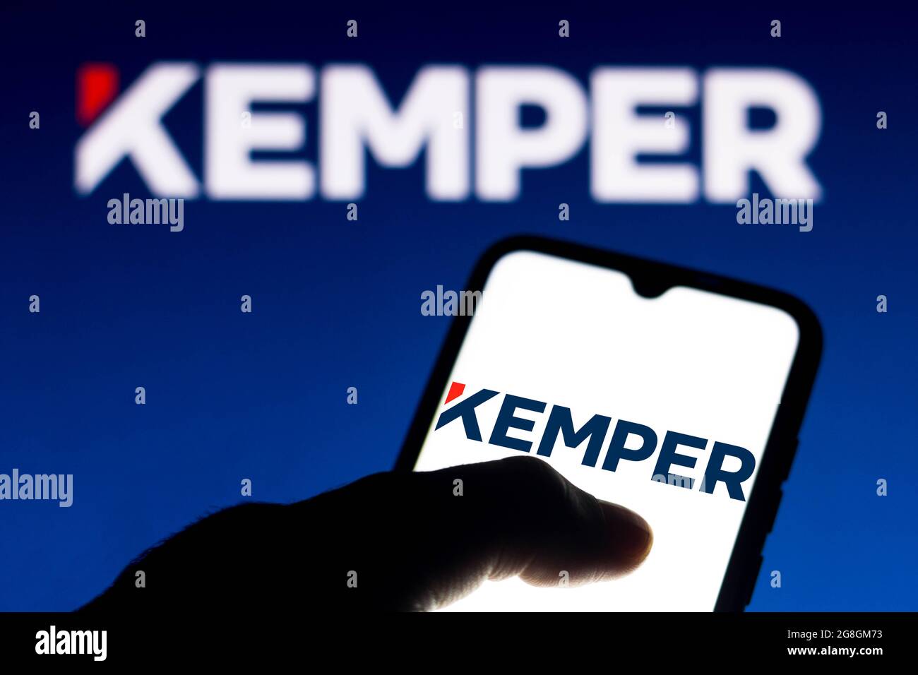 In this photo illustration Kemper Corporation logo seen on a smartphone ...