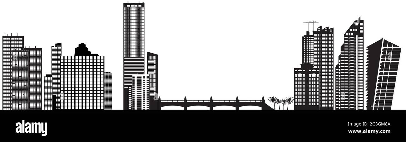 Miami skyline drawing hi-res stock photography and images - Alamy