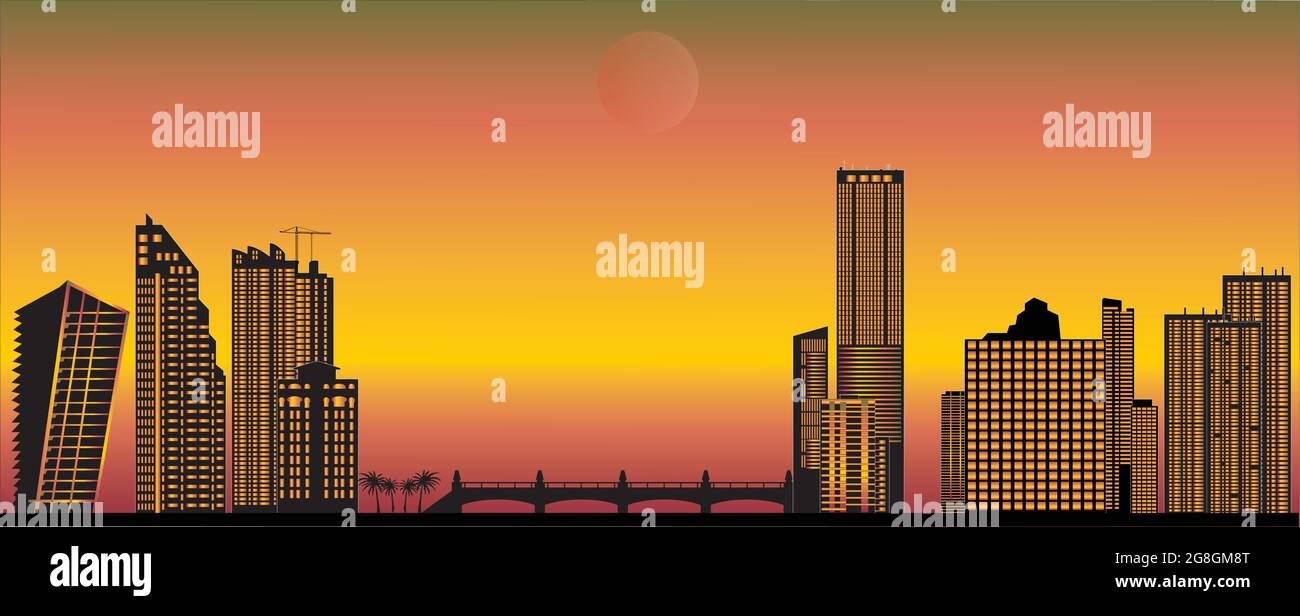 Miami skyline drawing hi-res stock photography and images - Alamy