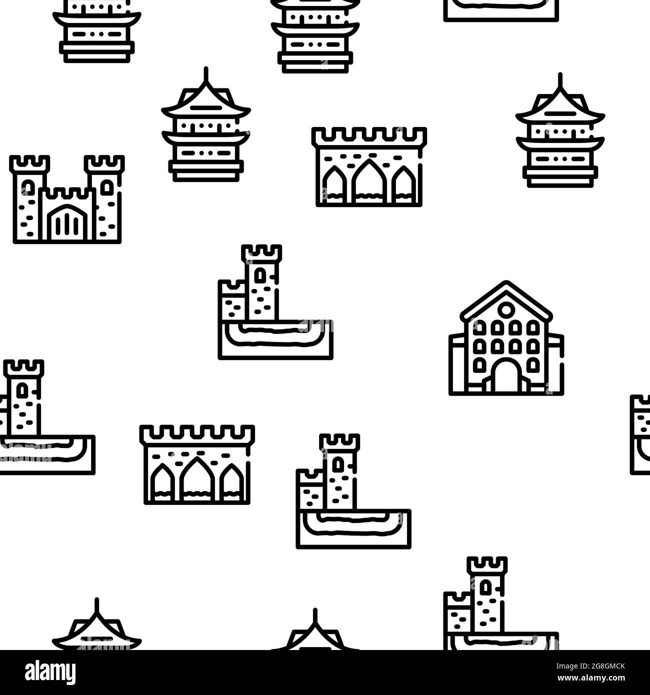 Castle Construction Vector Seamless Pattern Stock Vector Image & Art ...