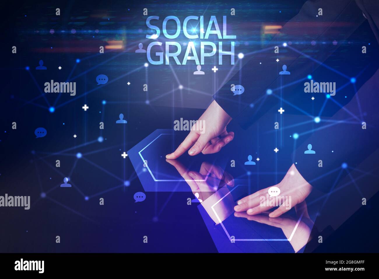 Navigating social networking with social icons Stock Photo - Alamy