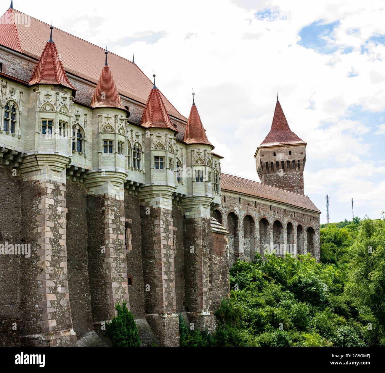 Beautiful view of a gothic Corvin Castle located in Transylvania ...