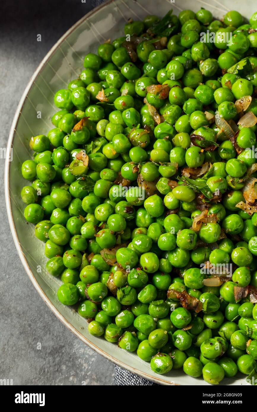 Healthy Homemade Sauteed Green Peas with Salt and Pepper Stock Photo ...