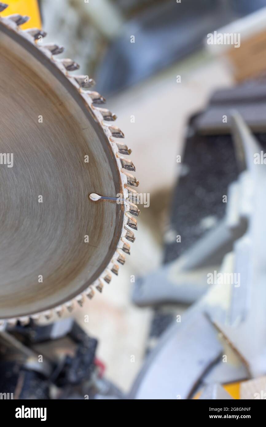 Sharp metal circular saw blade. Woodworking machine Stock Photo - Alamy