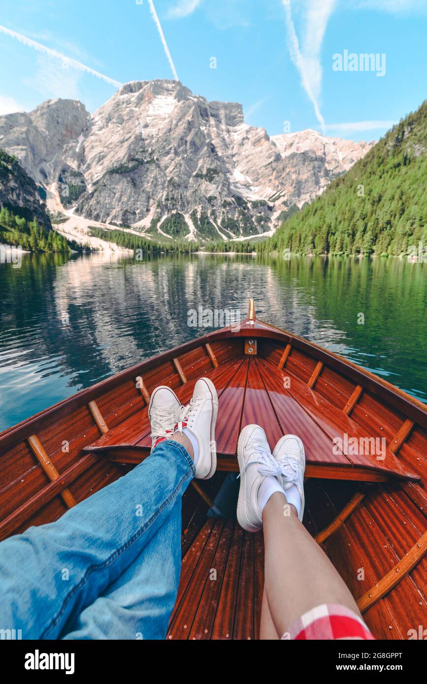 Couple resting on boat hi-res stock photography and images - Alamy