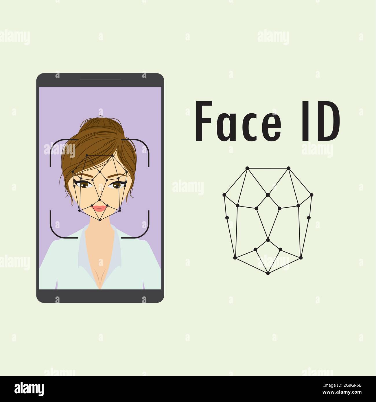 Woman face on smartphone screen,Face id concept background,Personality ...