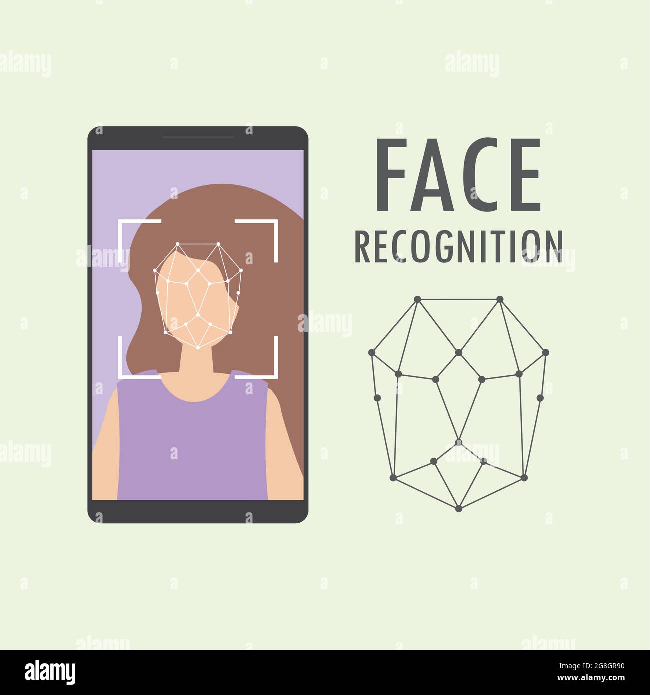 Female face on smartphone screen,Face id concept background,Personality ...