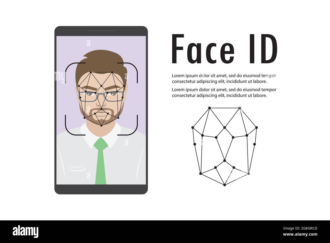 Man face on smartphone screen,Face id concept background,Personality ...