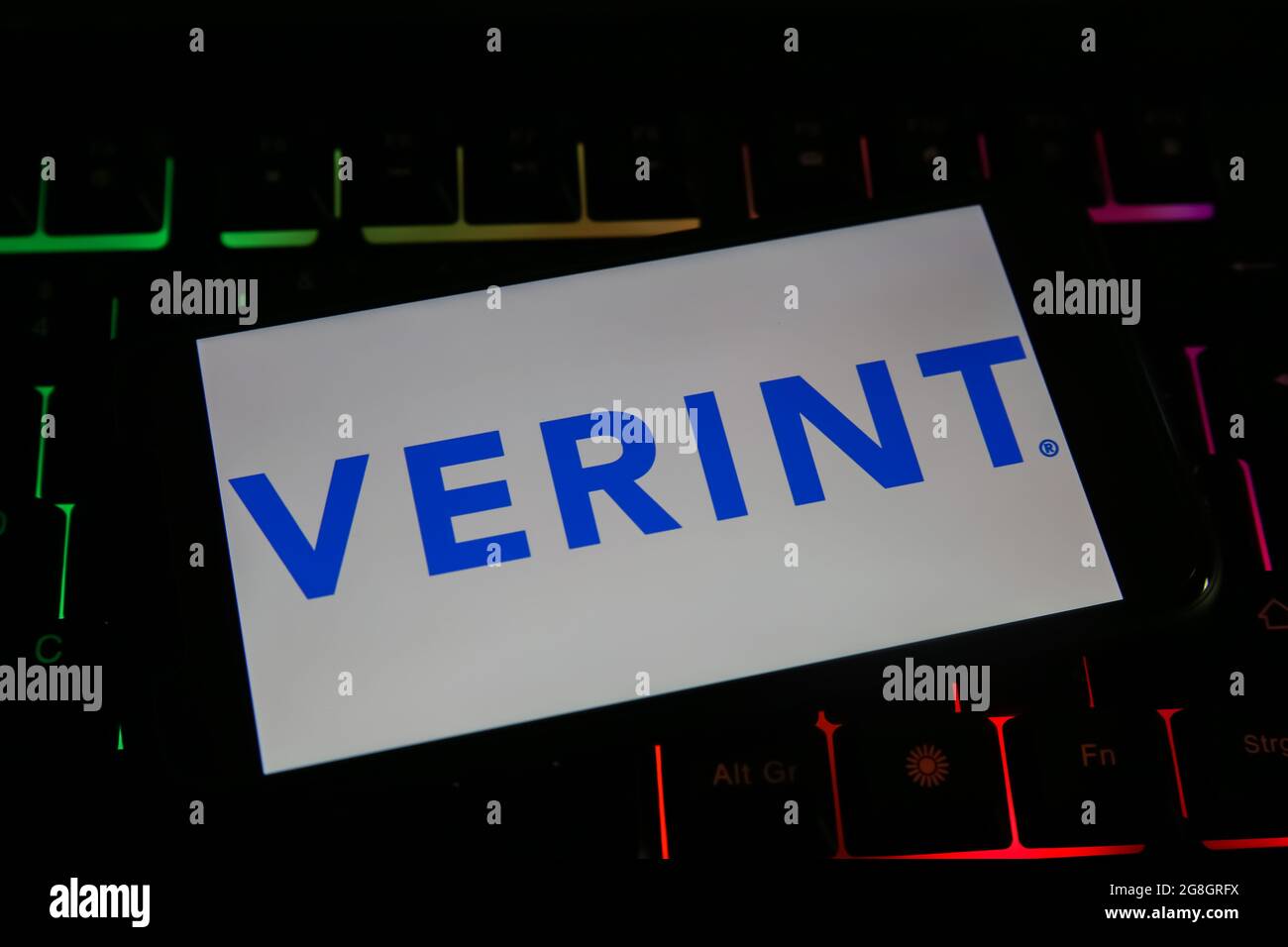 Viersen, Germany - June 1. 2021: Closeup of phone screen with logo ...