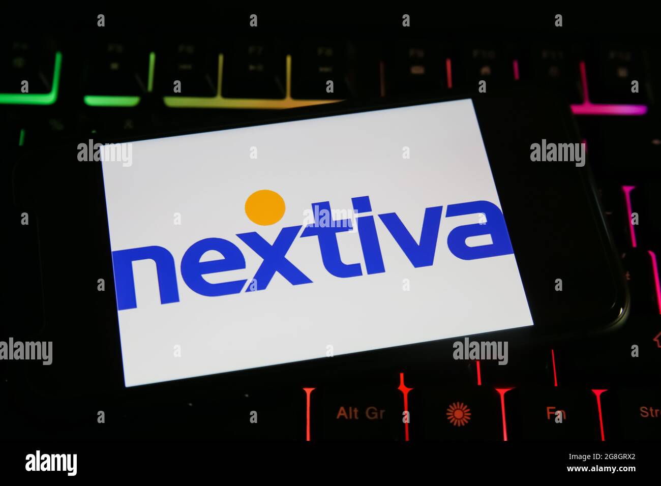 Viersen, Germany - June 1. 2021: Closeup of phone screen with logo ...