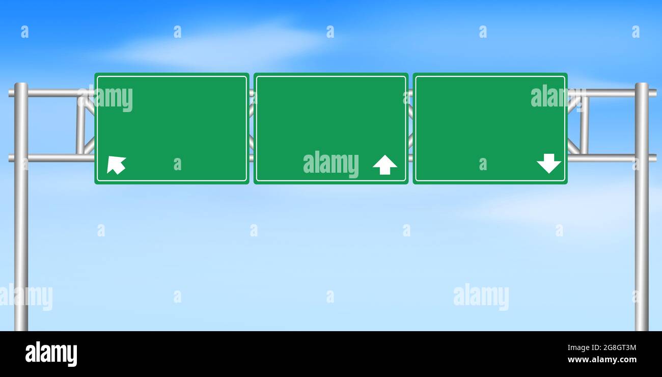 3D Rendered Signboards on the Road in a clear bright sky with empty ...