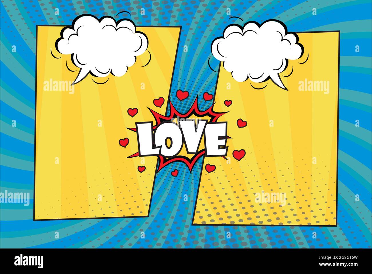 Love background comic pop art style design. Letters,speech bubbles and ...