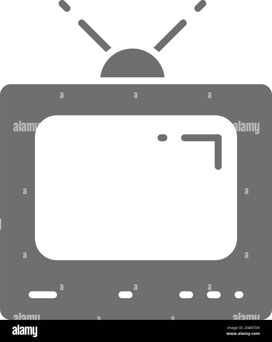 Vector old tv set, vintage television with antenna grey icon. Symbol ...