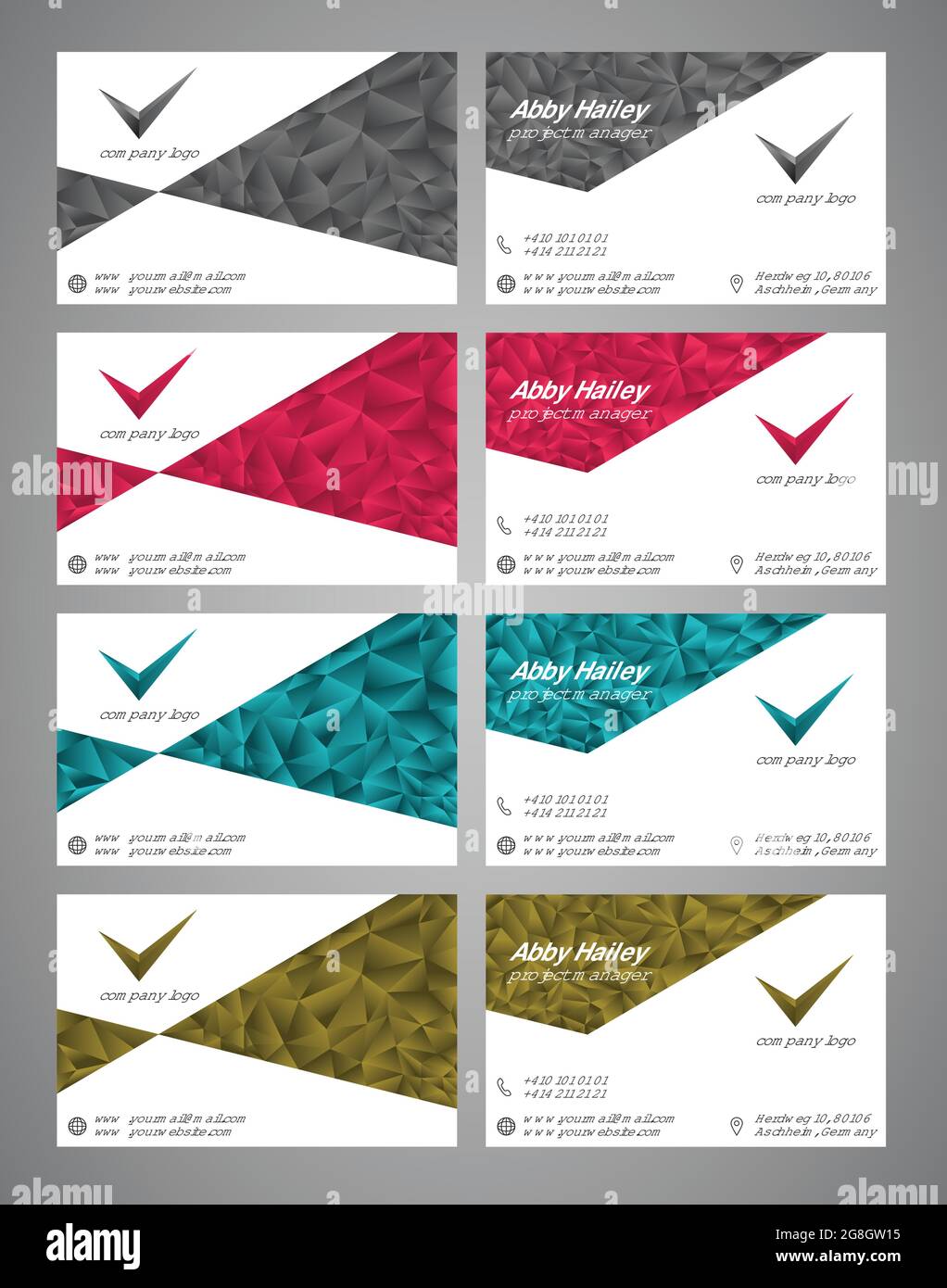 business card 4 colorful templates, multiple color schemes Stock Vector ...