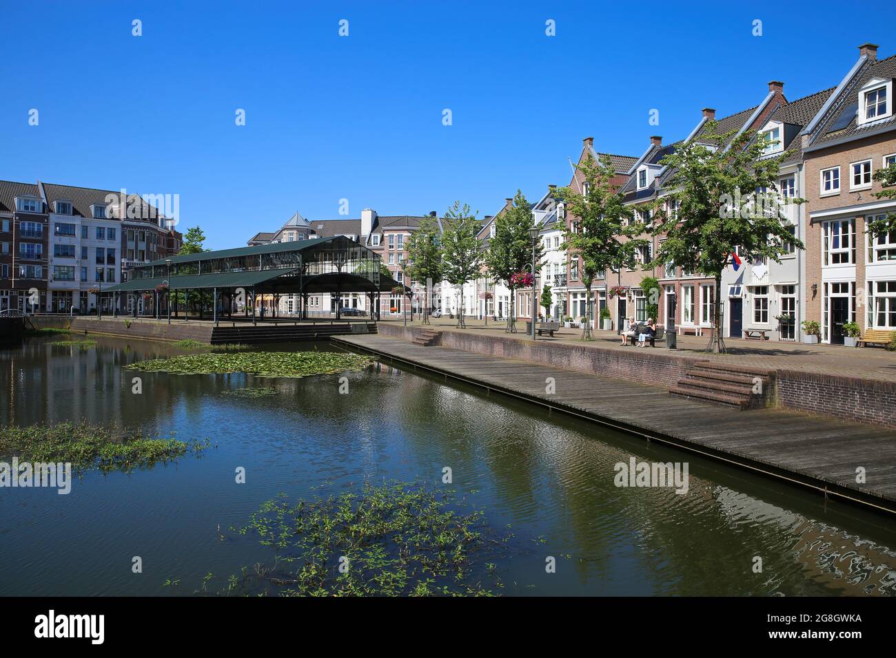 Helmond, Netherlands - July 10. 2021: View over water canal on ...