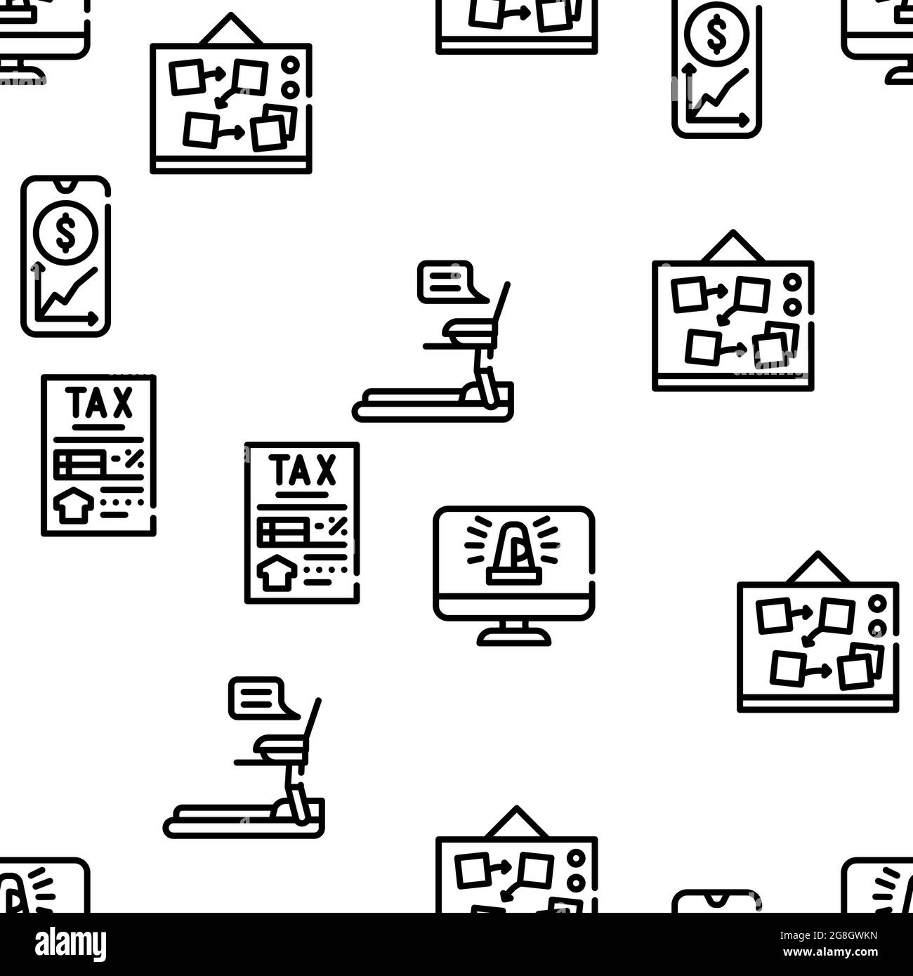 Remote Work From Home Vector Seamless Pattern Stock Vector Image & Art ...