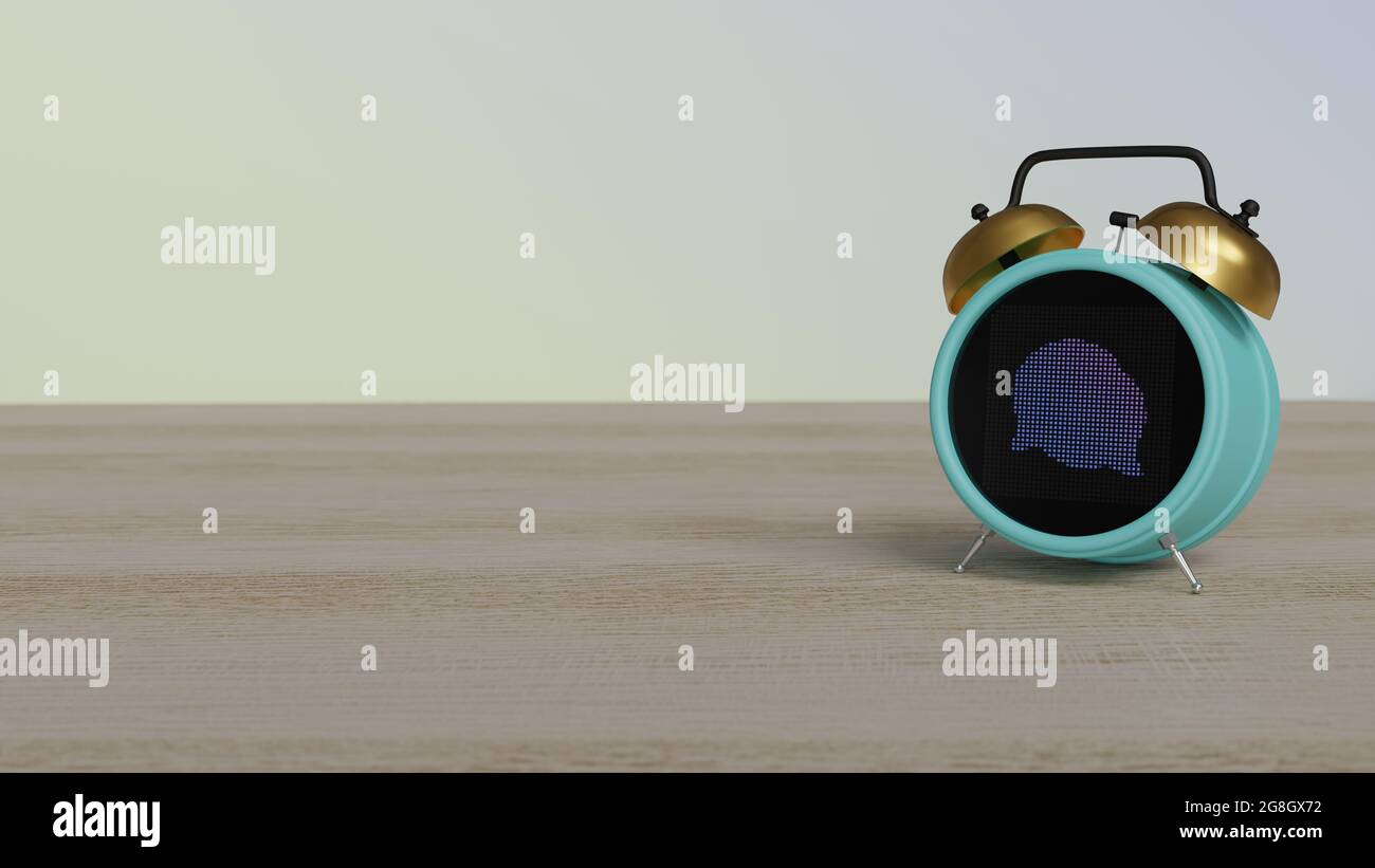 3d rendering of color alarm clock with symbol of communication chat 14 ...