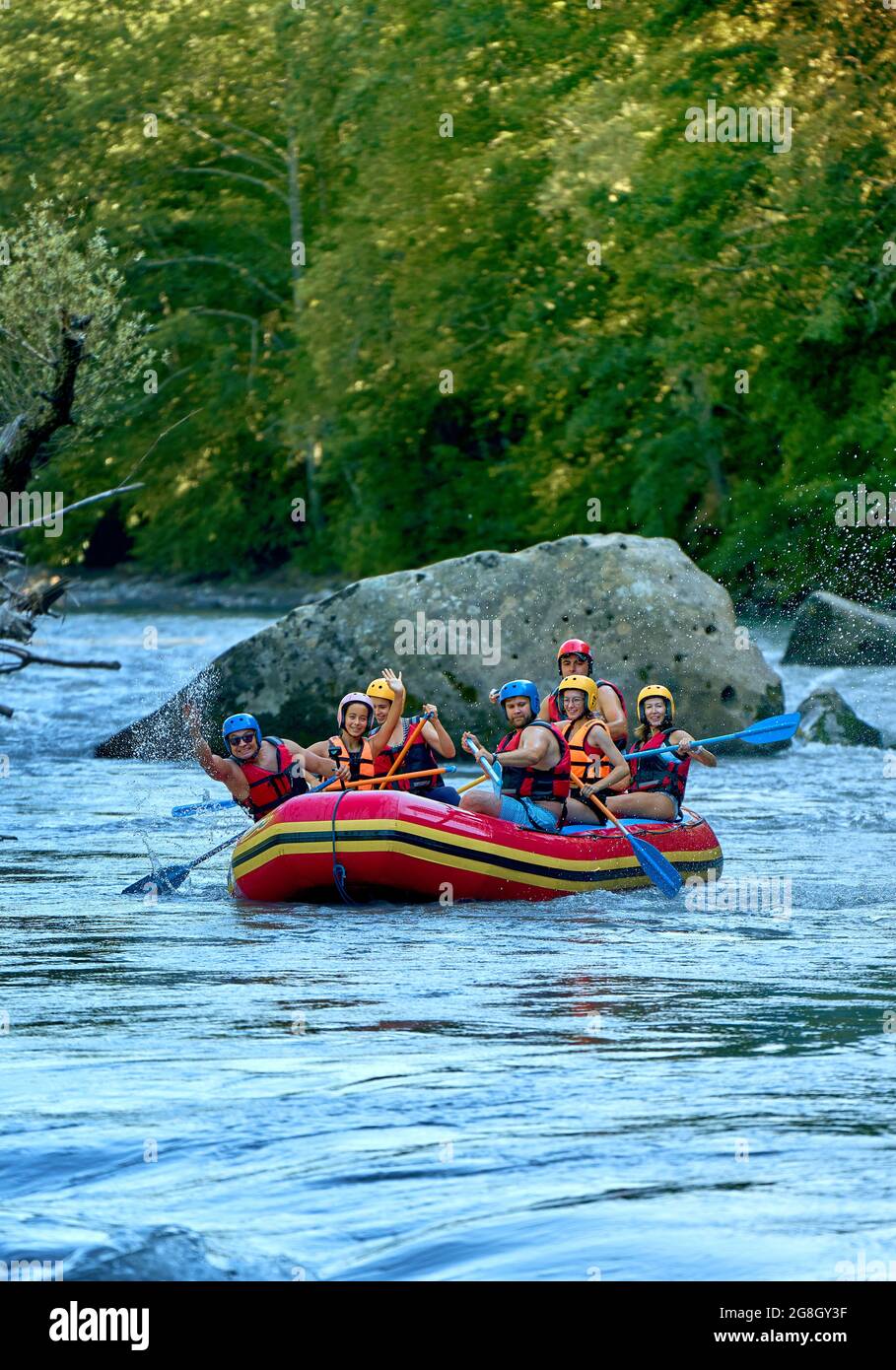 Man on raft with oar hi-res stock photography and images - Alamy